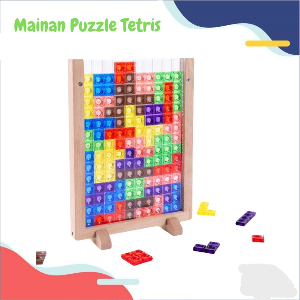 Jual Mainan Anak Tetris Game Balok Kayu Creative 3D Edukasi Building ...
