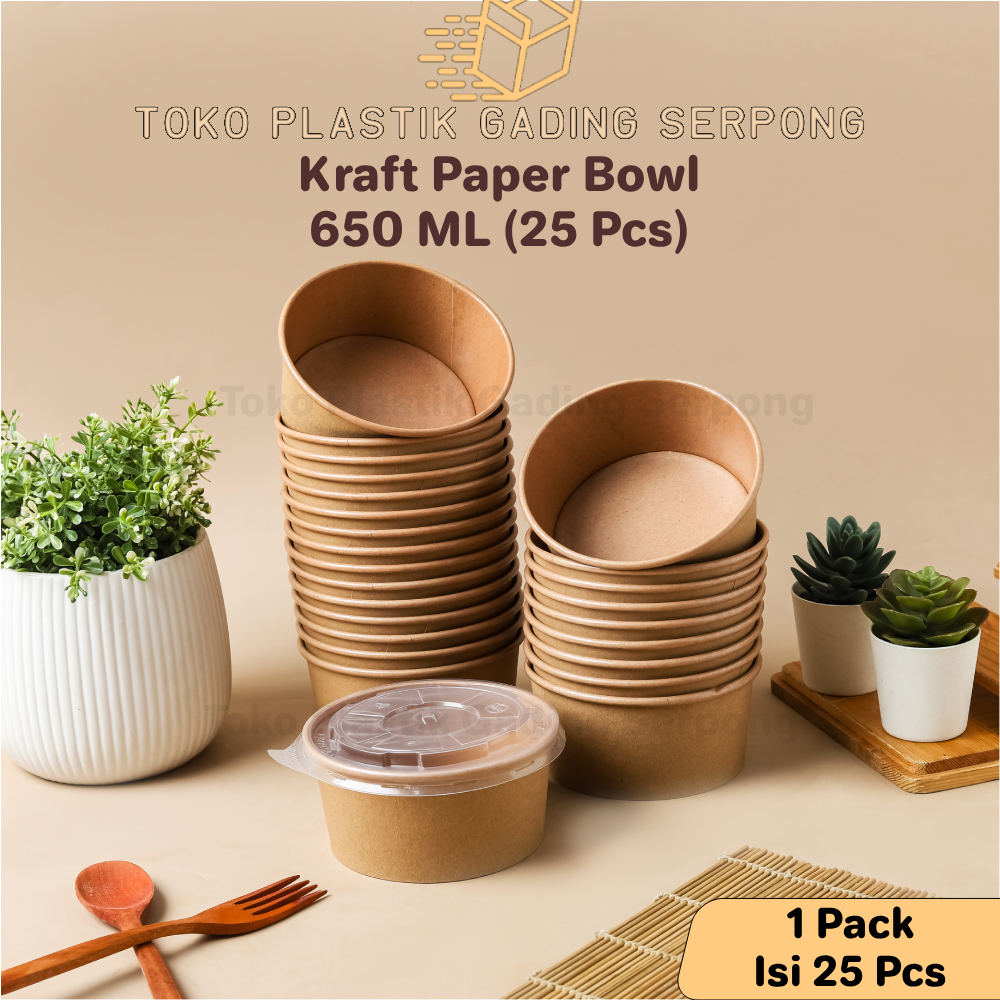 Jual Paper Bowl Kraft 650 ml / Rice Bowl Paper Kraft 650 ml / Paper ...