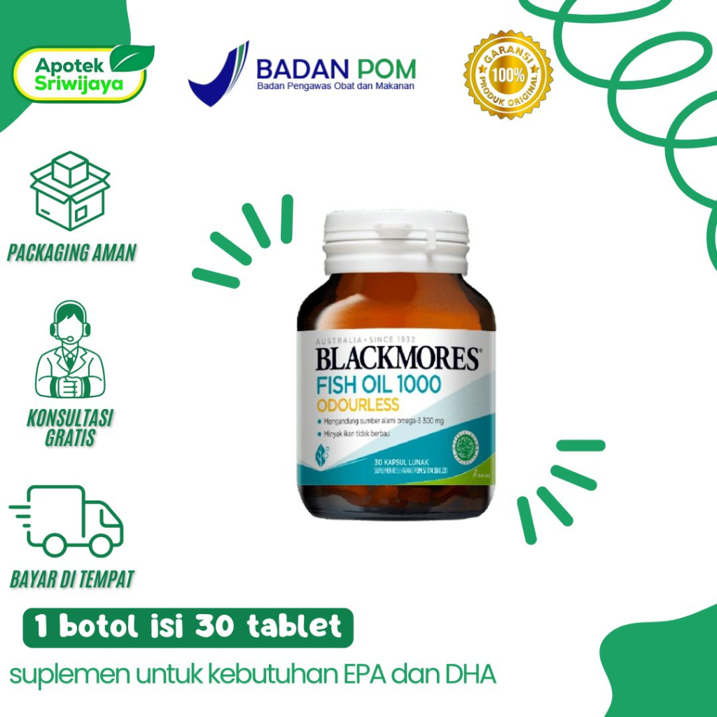 Jual Blackmores Fish Oil 1000 Odourless 30 tablet | Shopee Indonesia