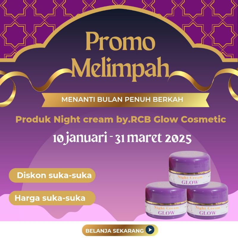 Jual NIGHT CREAM RCB GLOW ORIGINAL TEXTURE TANPA LENGKET BPOM | Shopee ...