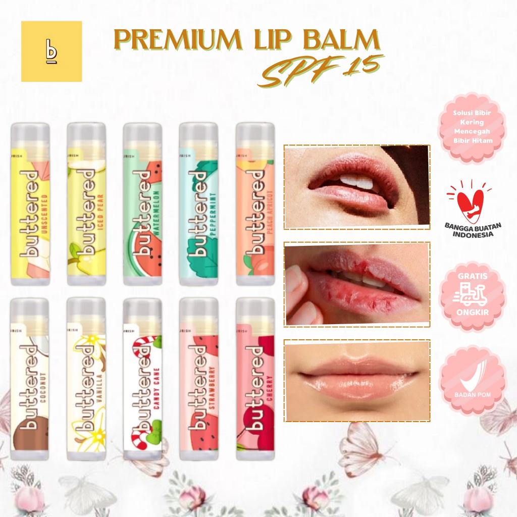 Jual BUTTERED Premium Lip Balm SPF 15 / Pelembab Bibir / Lip Care ...