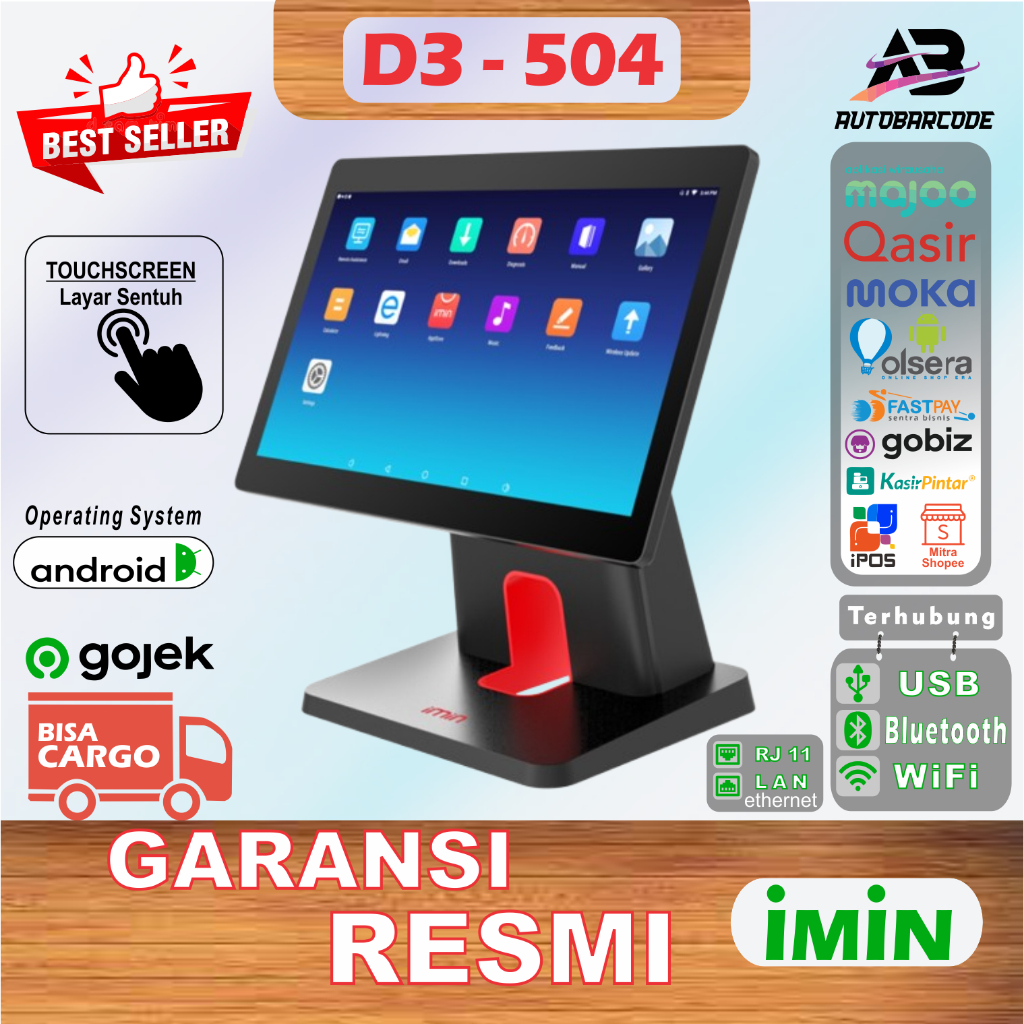 Jual Mesin Kasir iMin D3-504 Android Pos All in One 2GB/16GB Touchscreen 15 inch Minimarket Cafe ...