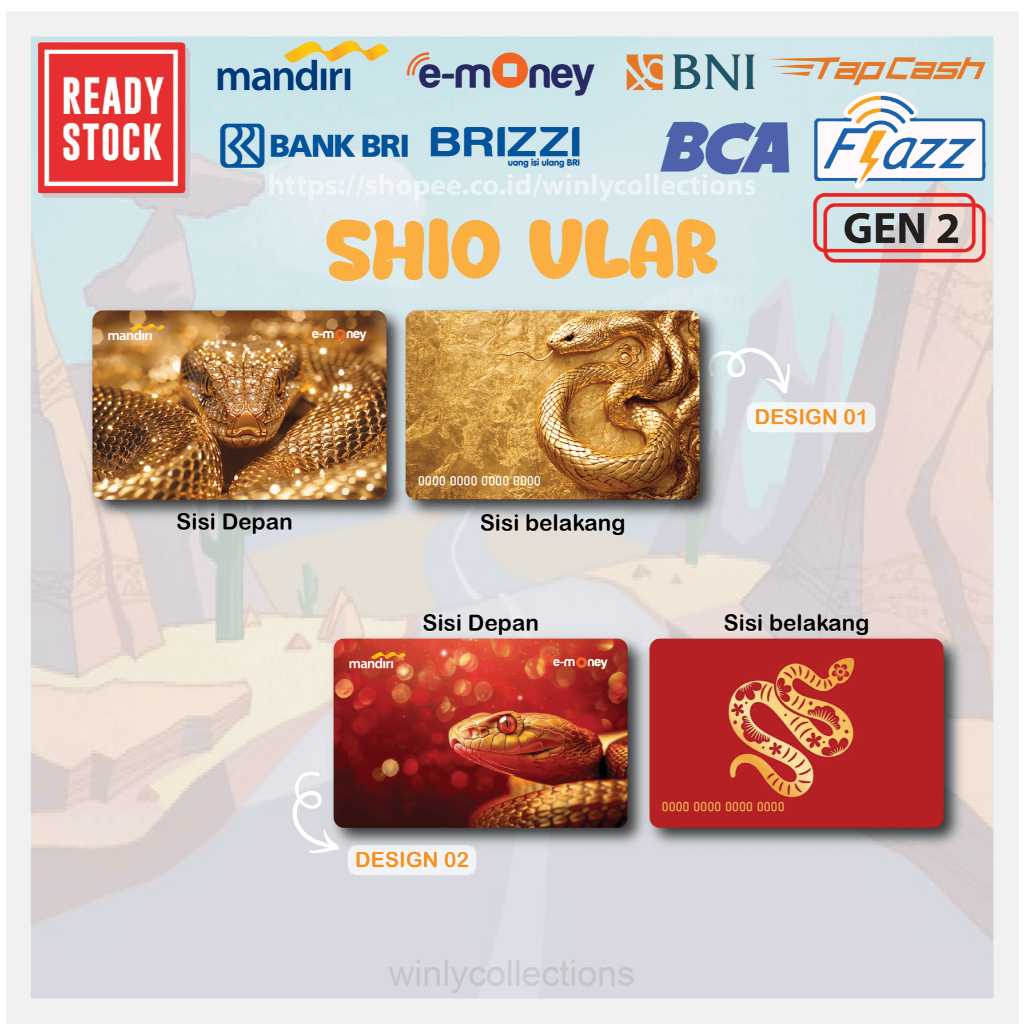 Jual KARTU EMONEY EDISI IMLEK ULAR SHIO CHINA MANDIRI ETOLL FLAZZ BCA ...