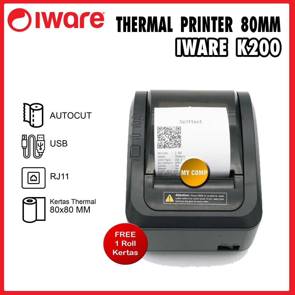 Jual Printer Thermal 80mm Iware K200 Cetak Struk Kasir USB Autocut ...