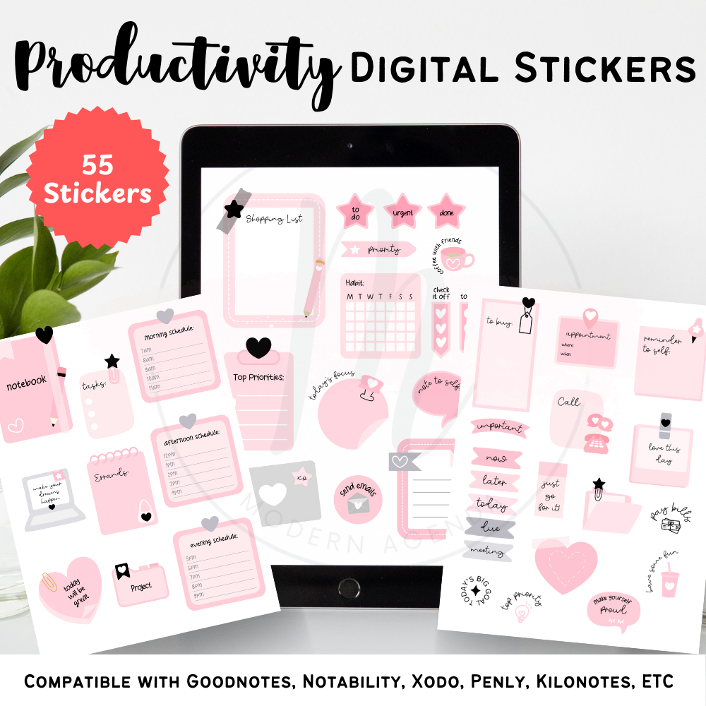 Jual Productivity Digital Sticker untuk GoodNotes, Xodo, Notability ...