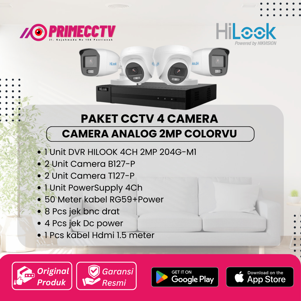 Jual Paket cctv Hilook 4 Camera ColorVU 2MP | Shopee Indonesia