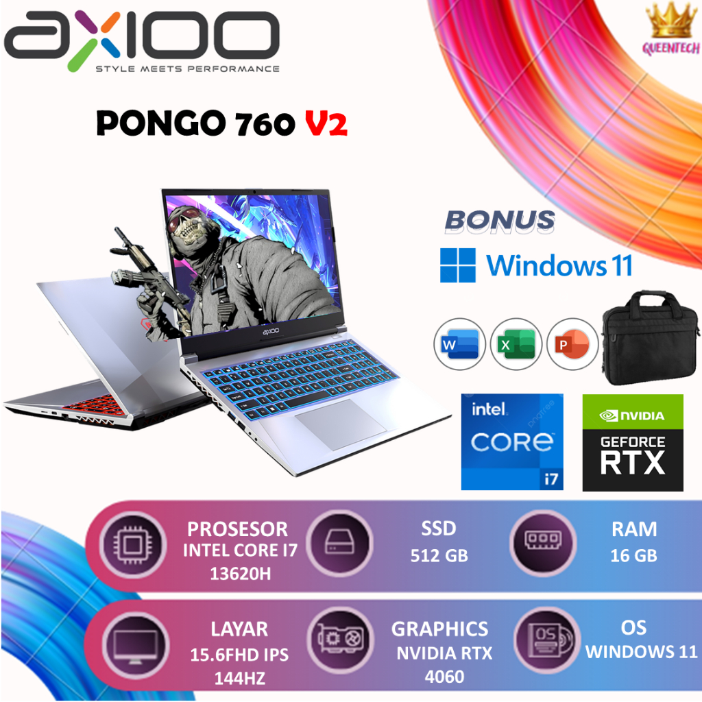 Jual AXIOO PONGO 760 V2 I7 13620H RTX4060 8GB/ 16GB 512GB WIN11 ...