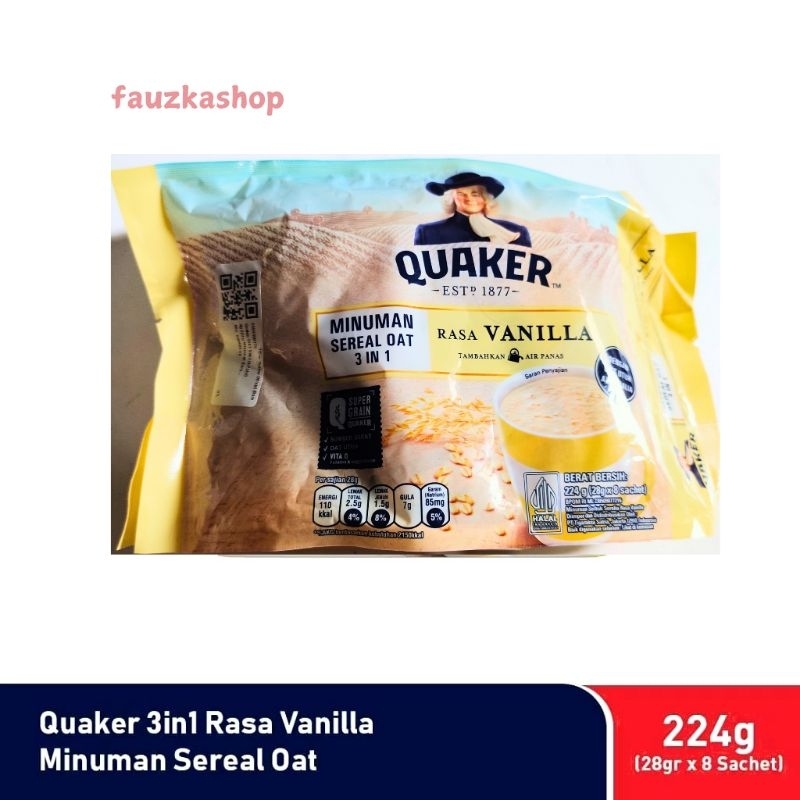 Jual QUAKER 3IN1 Vanilla Polybag 224gr Minuman Sereal Rasa Vanilla (8 ...