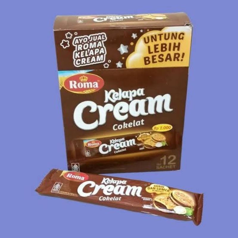 Jual Roma Krim Kelapa Rasa Cokelat Sekotak isi 12 Bungkus | Shopee ...