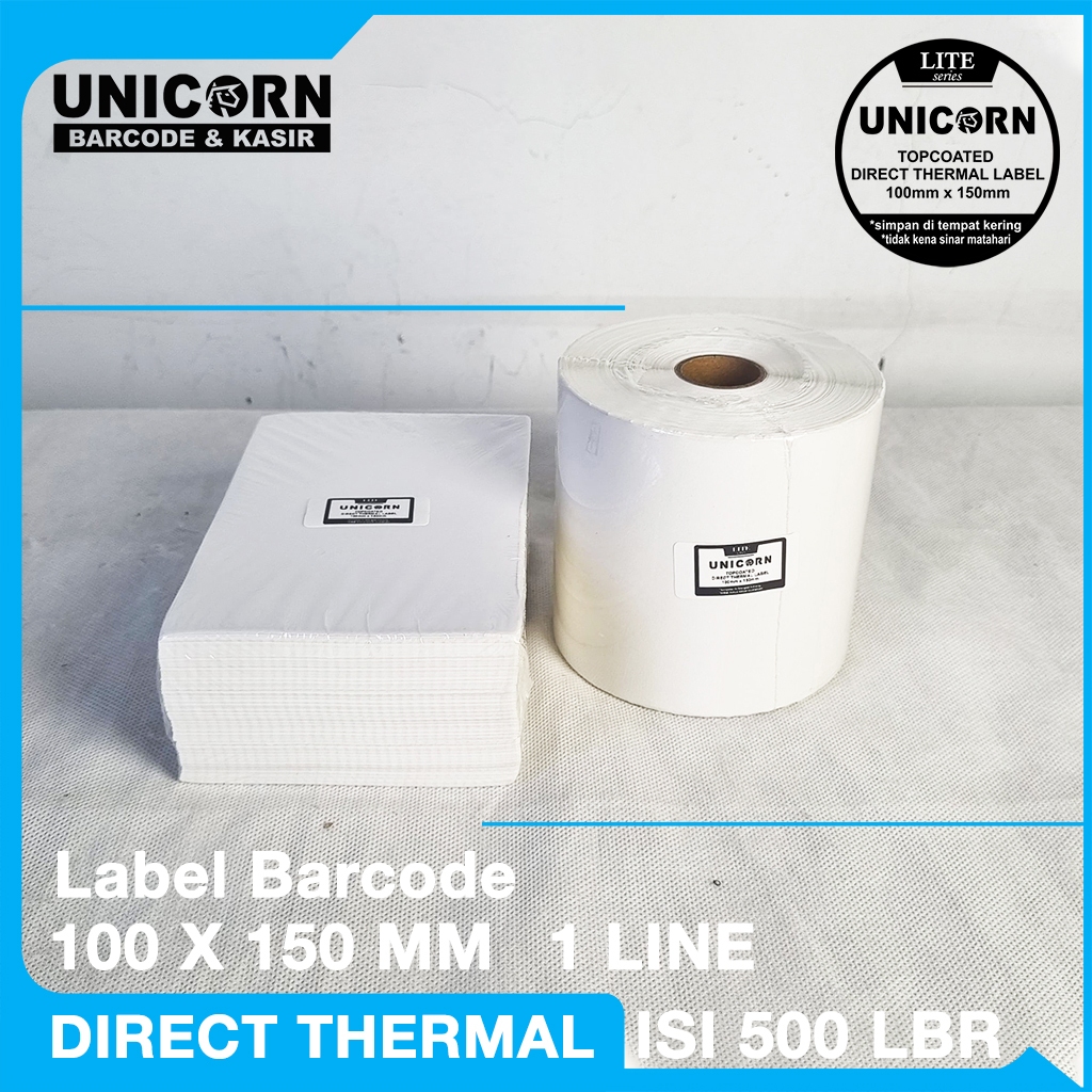 Jual Stiker Kertas Label Thermal Resi AWB A6 - Unicorn Lite 100x150 100 x 150 mm 100x150mm ...