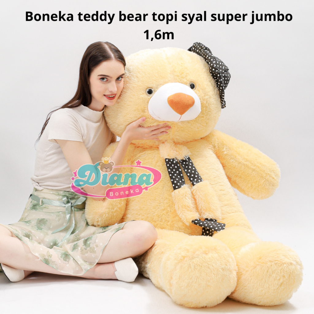 Jual Boneka Teddy Bear Topi Syal Super Jumbo 1,6meter | Shopee Indonesia