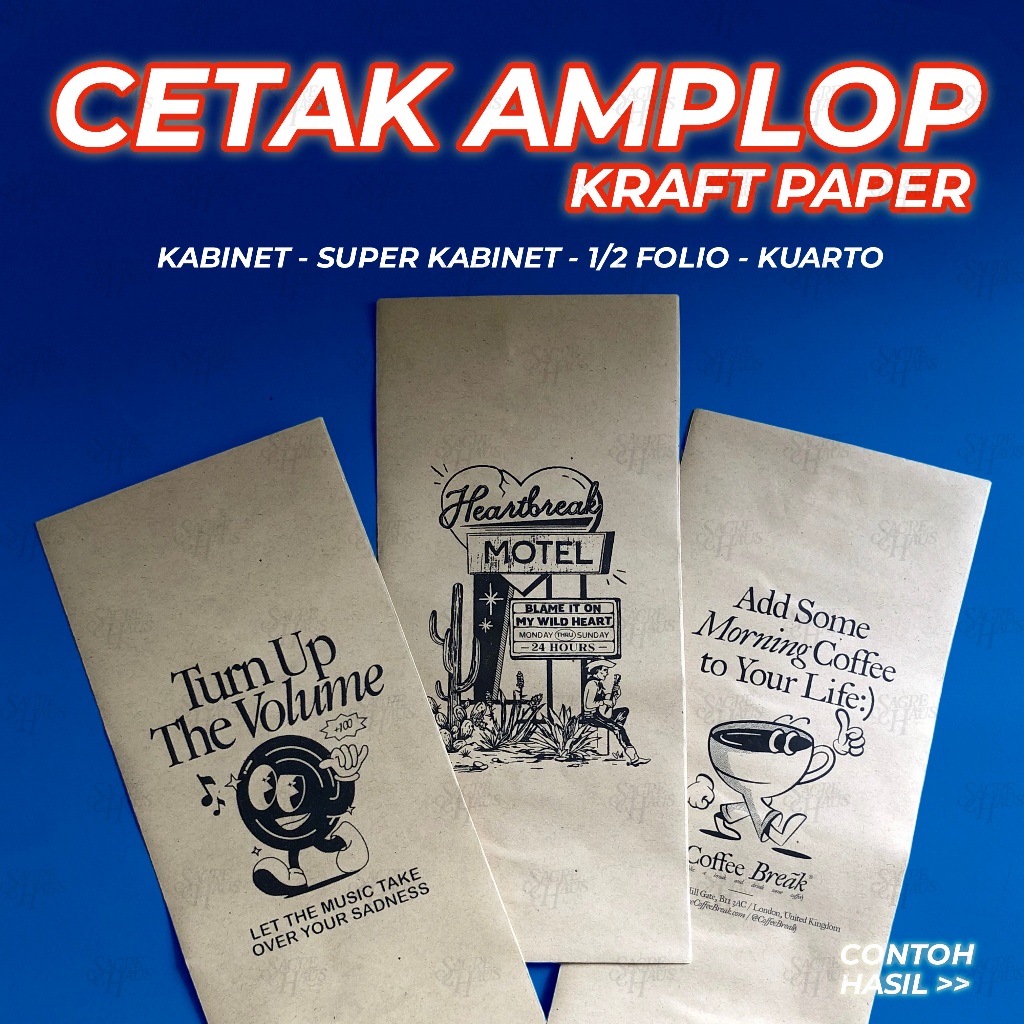 Jual (100pcs) CETAAK AMPLOP COKLAT CUSTOM AMPLOP KRAFT PAPER CUSTOM ...