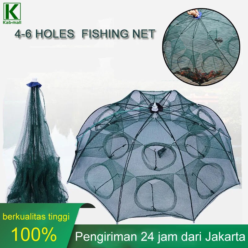 Jual Perangkap Bubu Payung 4/6/8 Lubang Alat Jaring Pancing Jala Ikan Udang Kepiting Lele ...