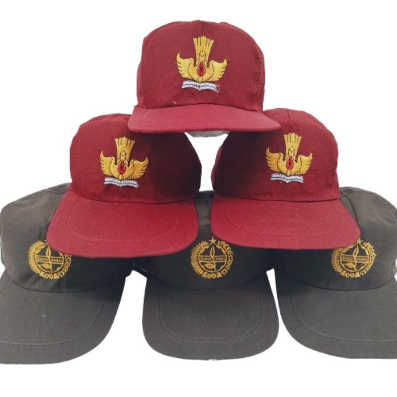 Jual Topi Sekolah SD Merah (Bordir) / Topi Sekolah / Topi Pramuka ...