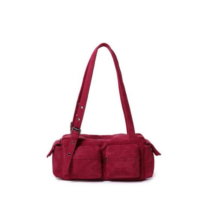 Jual Samo Ondoh pocket utility bag M suede red | Shopee Indonesia