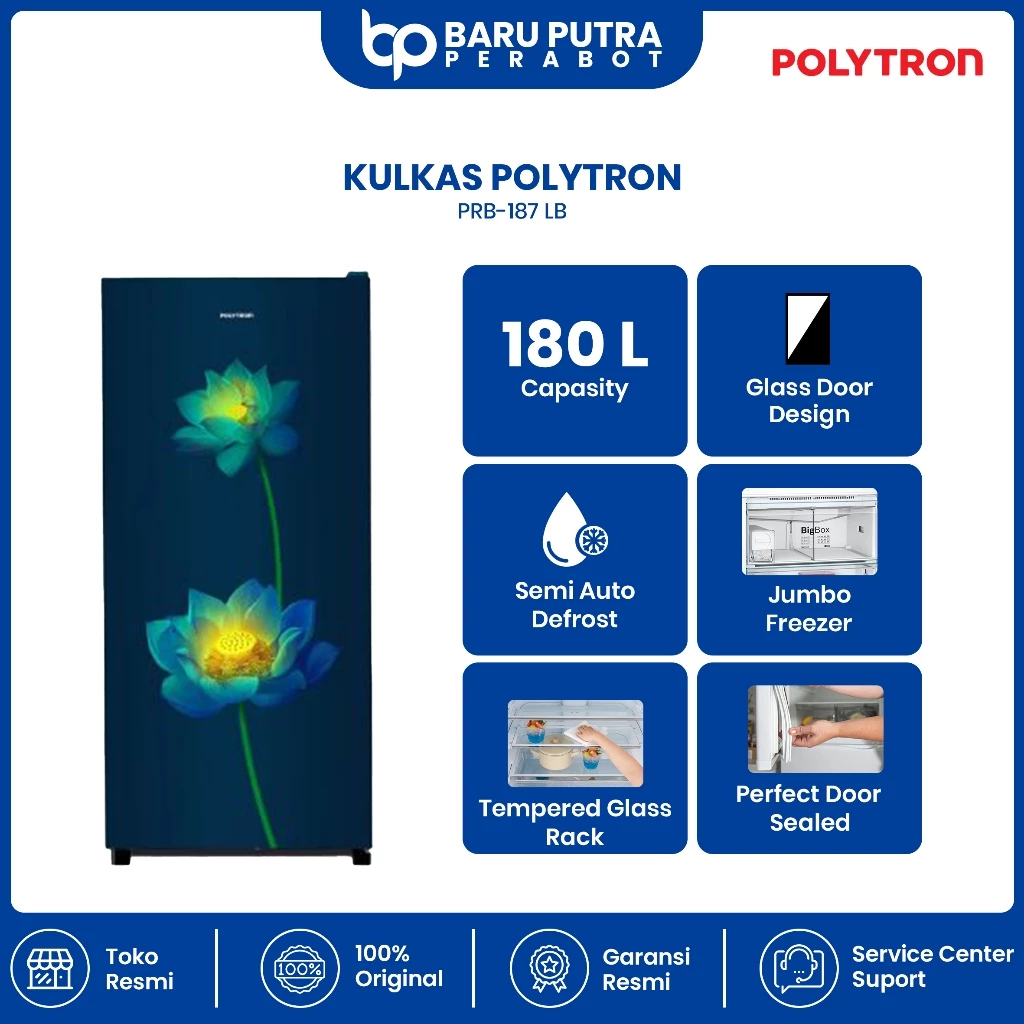 Jual POLYTRON Kulkas 1 Pintu Metallic 180 Liter PRB 187LB | Shopee ...