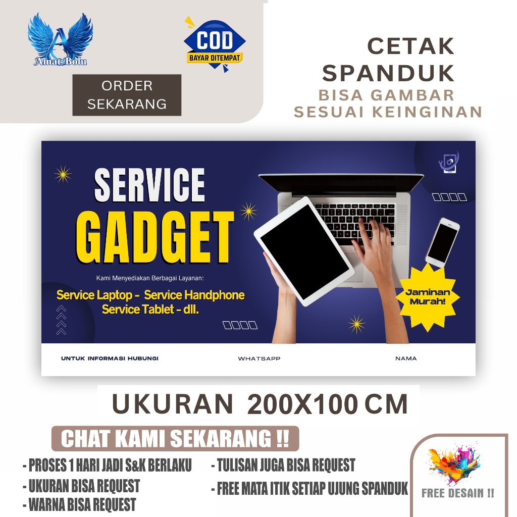 Jual Cetak Spanduk Banner SERVIS HP,KOMPUTER,ELEKTRONIK Ukuran 200X100 ...