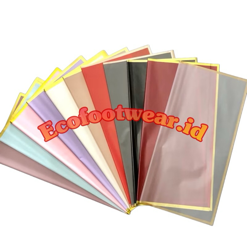 Jual Kertas Bucket Flowers Wrapping Transparan Cellophane Gold Frame ...