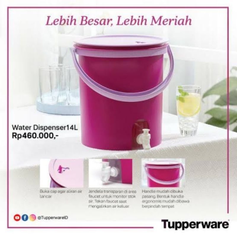 Jual Tupperware Water Dispenser 14 Liter Purple / Wadah Galon Infused ...