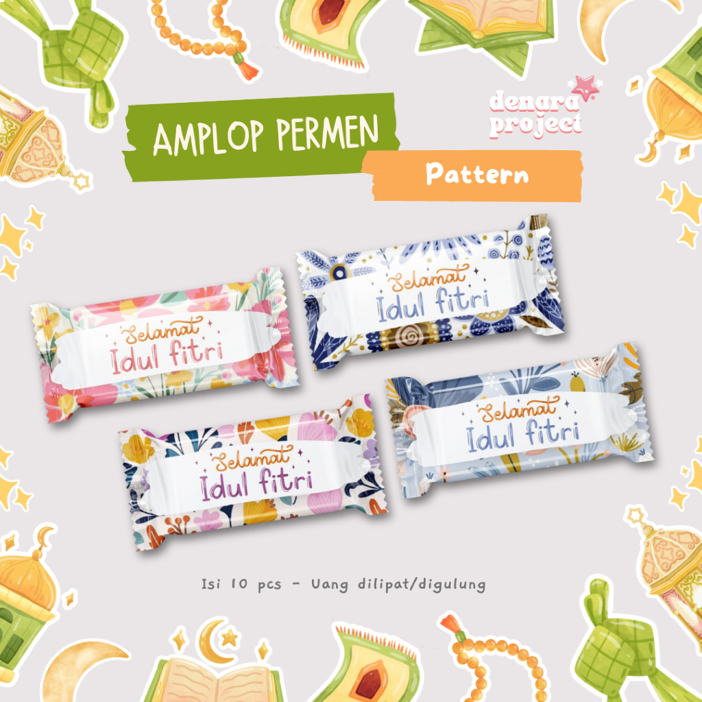 Jual 12 pcs Amplop Permen Lebaran Floral Pattern Aesthetic | Amplop ...