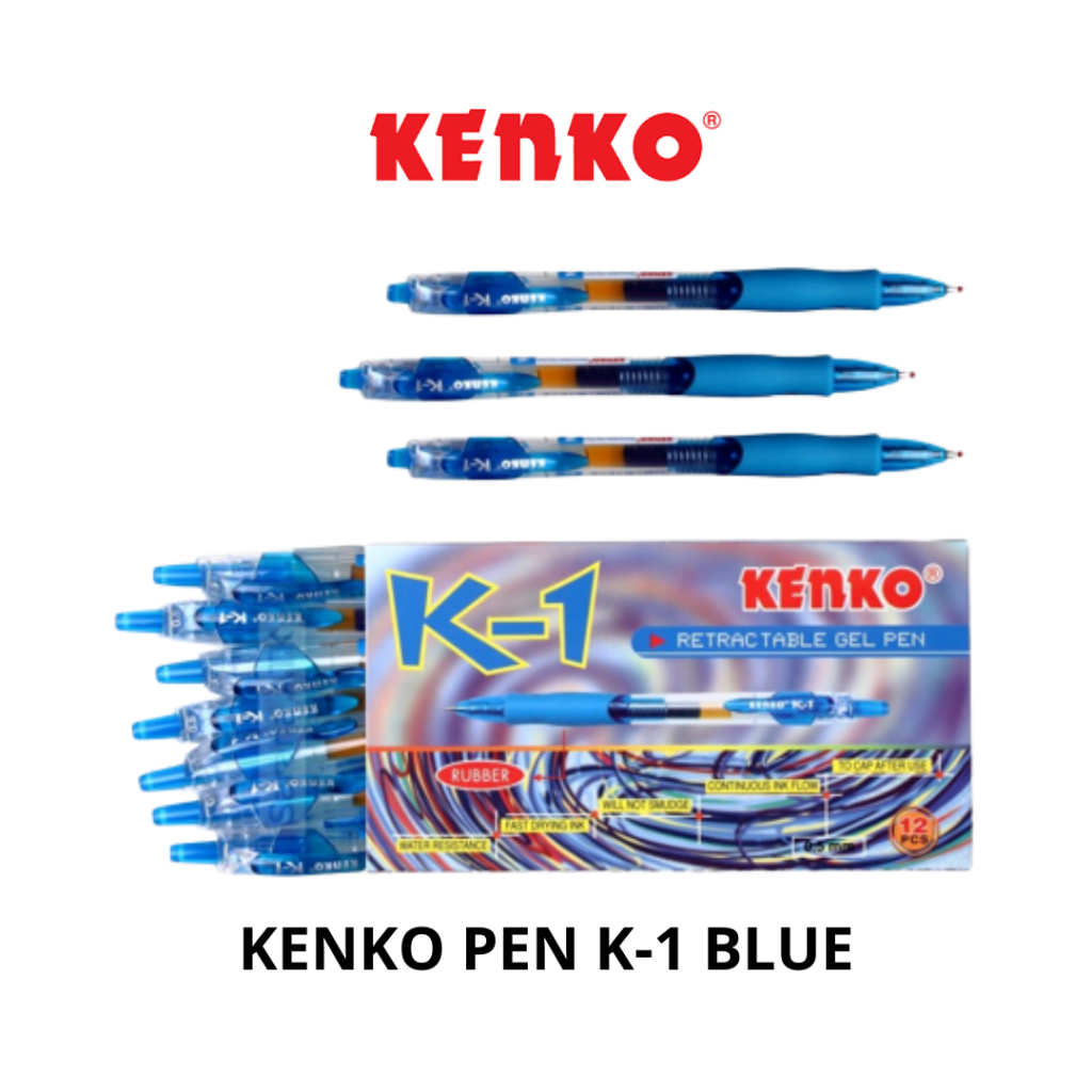 Jual (1PAK ISI 12PCS)KENKO BALLPOINT GEL PEN K-1 BLUE | Shopee Indonesia