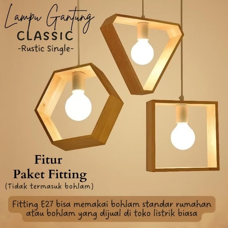 Jual Lampu gantung kayu rustic klasik lampu hias gantung cafe vintage ...