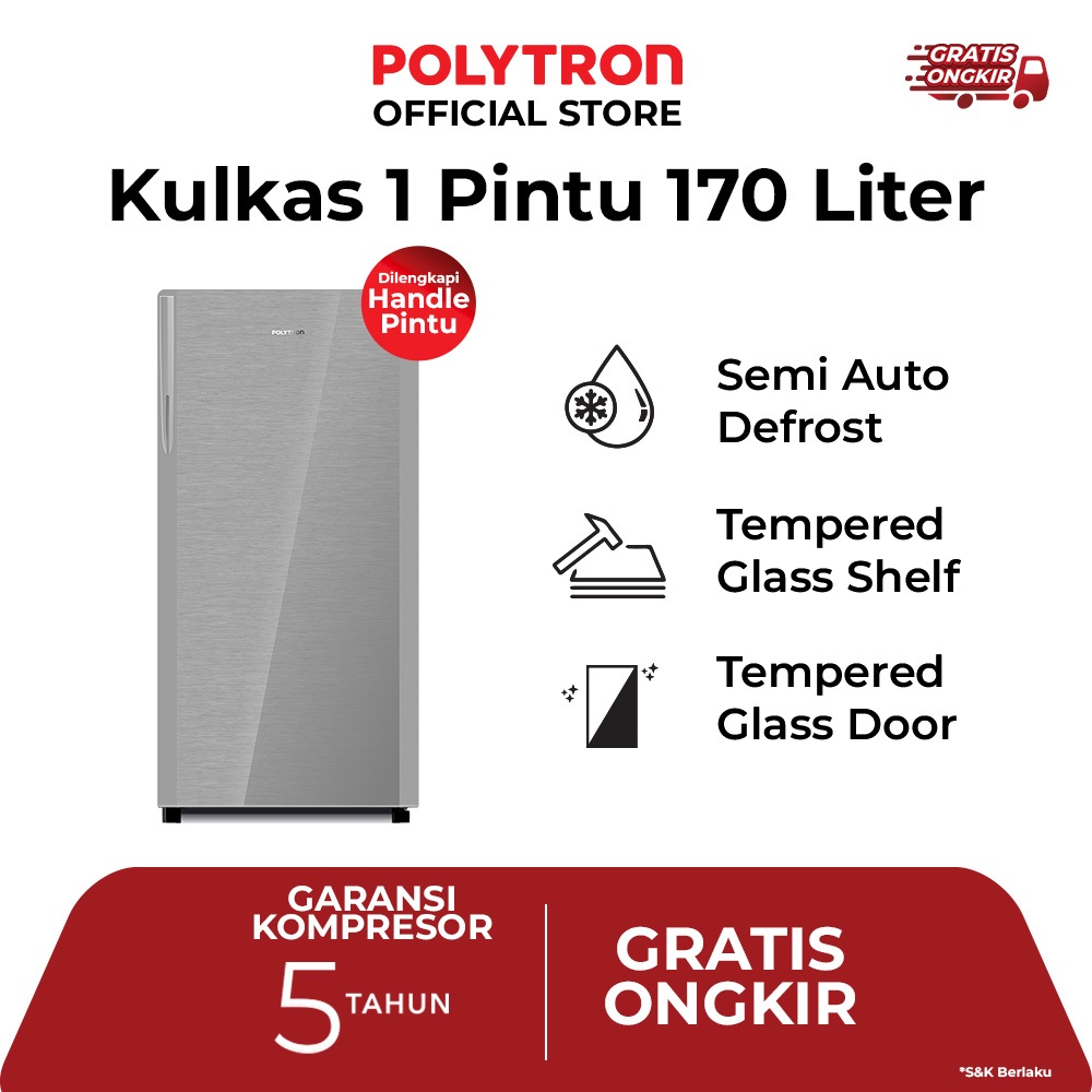 Jual POLYTRON Kulkas 1 Pintu Belleza 170 liter PRA 17DMS | Shopee Indonesia