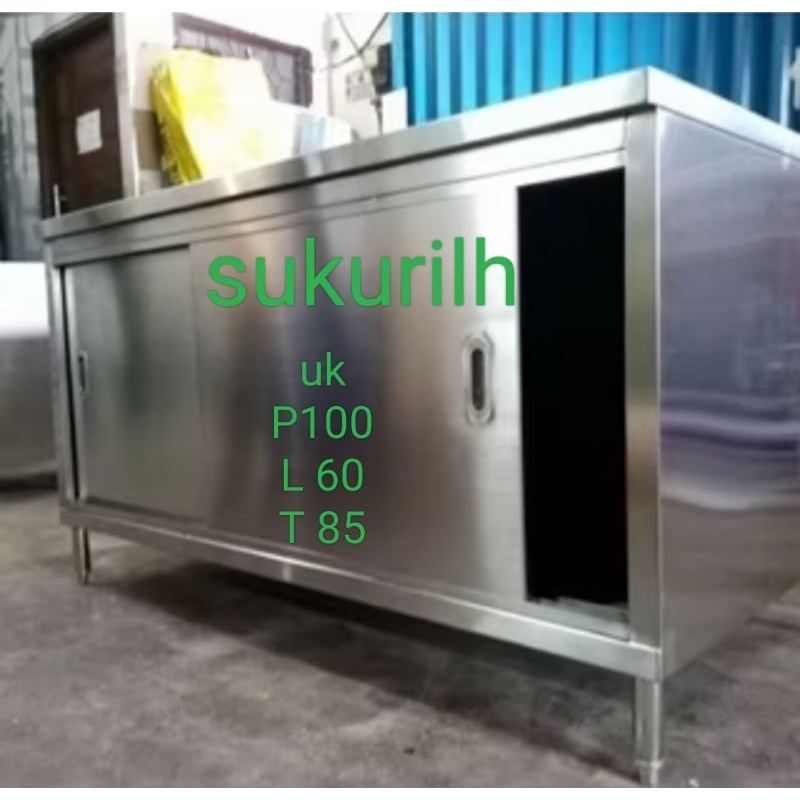 Jual meja cabinet stainlees steel 2 pintu sleding UK 100x60x85cm ...