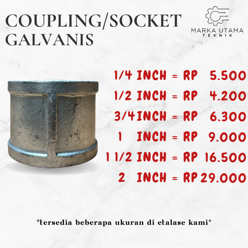 Jual Socket Galvanis Besi sok Drat Dalam sock Galvanize 1/4" 3/8" 1/2 ...