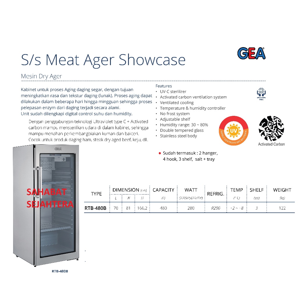 Jual GEA S/S Meat Ager Showcase Mesin Dry Ager RTB-480B Kabinet Proses ...