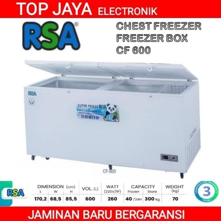 Jual CHEST FREEZER RSA 600L /FREEZER BOX RSA CF600 NEW SERIES | Shopee ...