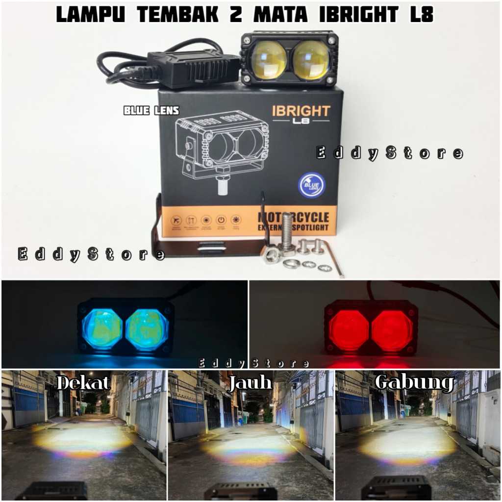 Jual Lampu Tembak 2 Mata Blue Lens BRIGHT L8 | Shopee Indonesia