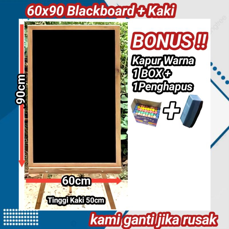 Jual PAPAN TULIS KAPUR 60X90CM + STAND (Bonus Kapur 1 Box + Penghapus ...