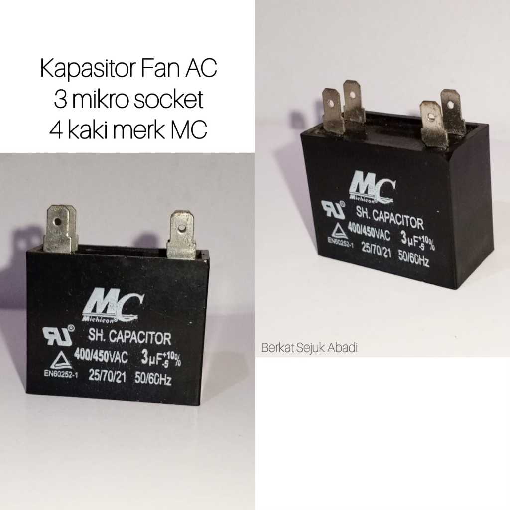 Jual Kapasitor Fan AC 3 mikro merk MC / Kapasitor Fan AC 3 uf Socket dan Kabel | Shopee Indonesia