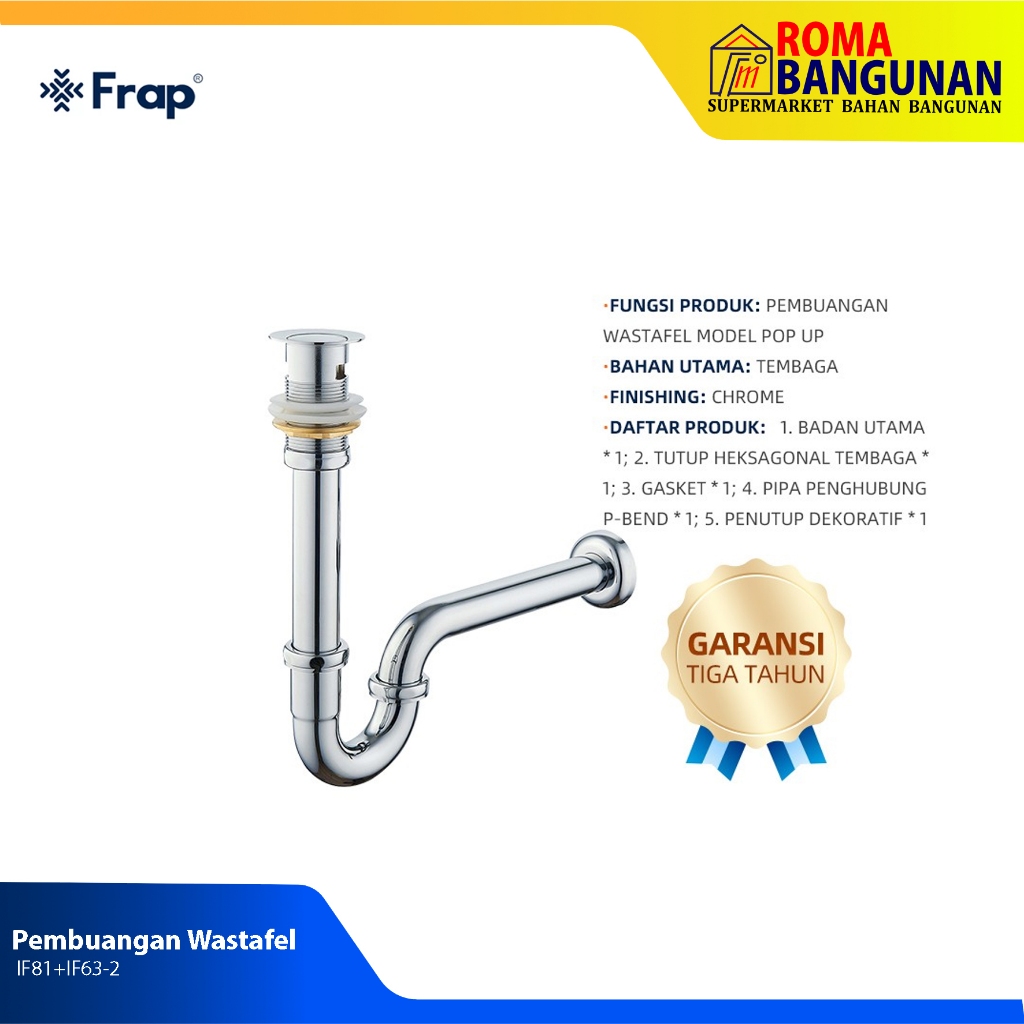 Jual Frap Trap With Brass Pop-Up Siphon / Saluran Pembuang Wastafel ...