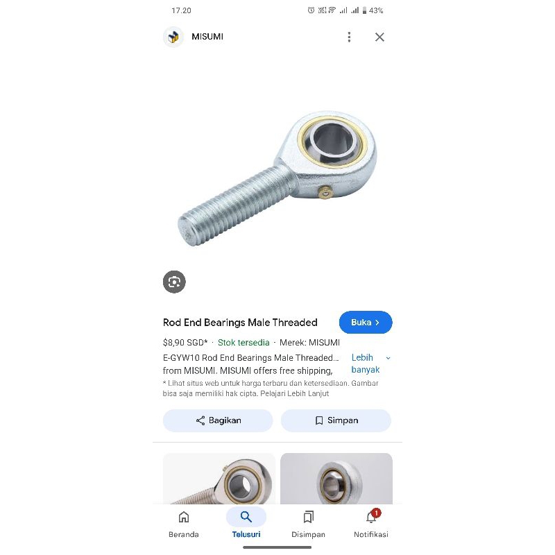 Jual POS6 / POS 6 DRAT KANAN BEARING ROD MERK ASB | Shopee Indonesia