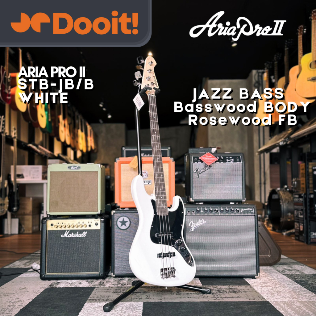 Jual Ariapro Aria Pro II STB JB/B Jazz Bass 4 String WHITE Electric ...