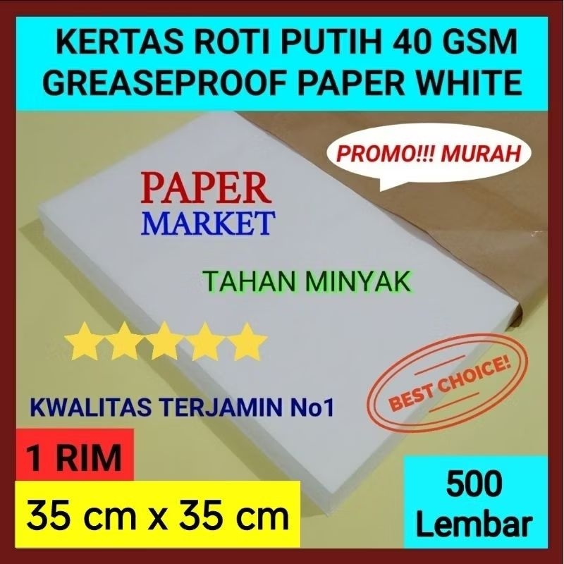 Jual Kertas roti putih greaseproof Paper 40 gsm uk 35cm x 35 cm pesanan ...
