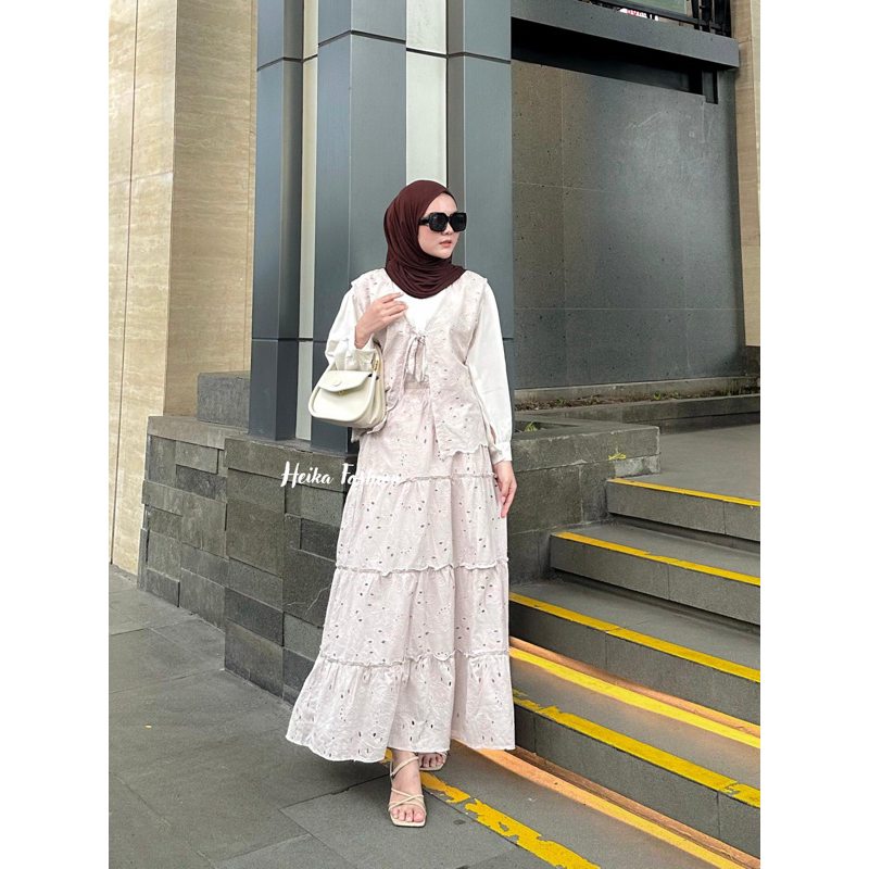 Jual Neysha Set 2in Oneset Rok Casual Wanita + Vest Katun Bordir ...
