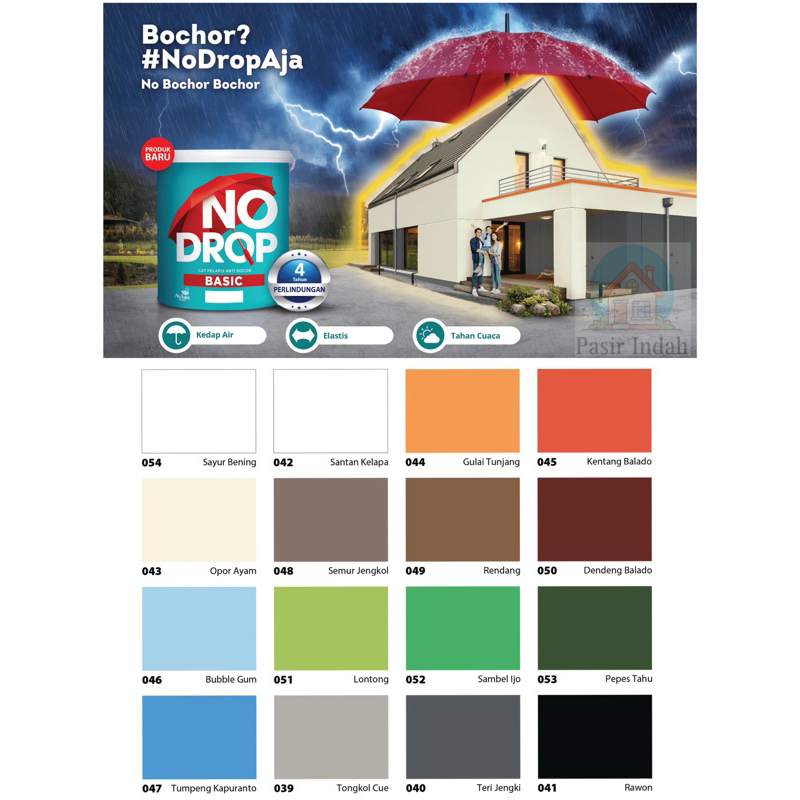 Jual CAT TEMBOK NO DROP BASIC 1KG WATERPROOF PELAPIS ANTI BOCOR GENTENG SENG TALANG ASBES BETON ...