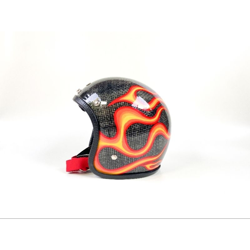 Jual Slimhead Helmets 500Ttx RAW Custom Flame. Helm Vespa, Helm Harley ...