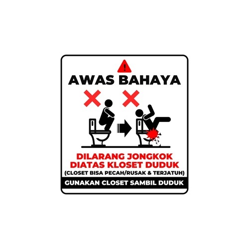 Jual Stiker Bahaya Jongkok Diatas Kloset Duduk Stiker Dilarang Jongkok ...