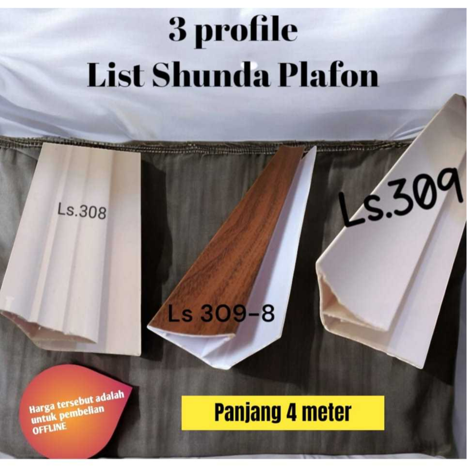Jual PLAFON SURABAYA, Plafon PVC List Profile Shunda Putih LS 308 ,LS ...