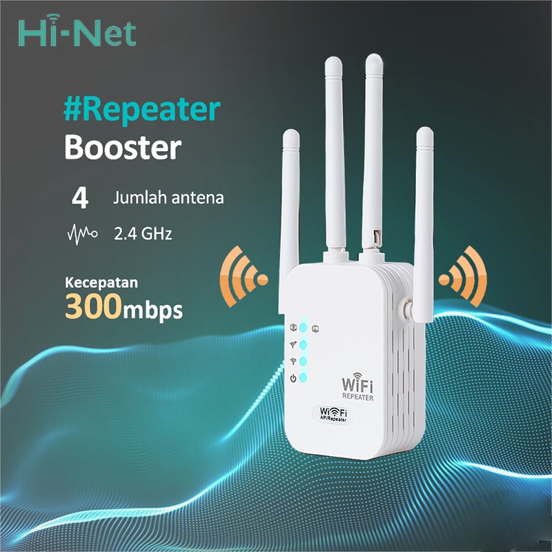 Jual HI-NET Router Wifi Repeater 300mbps Wireless Extender 4 Antena ...