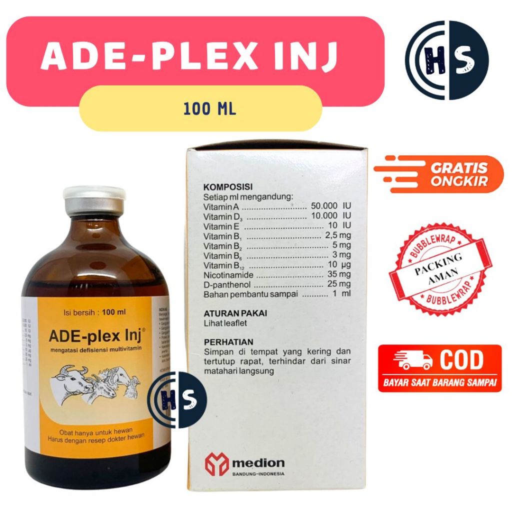 Jual ADE PLEX INJEKSI 100 ML MEDION - Multivitamin Hewan Vitamin ADE ...