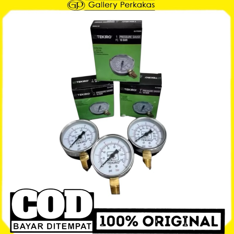 Jual PRESSURE GAUGE "TEKIRO" 1/4" ||MANOMETER /ALAT UKUR TEKANAN ANGIN ...