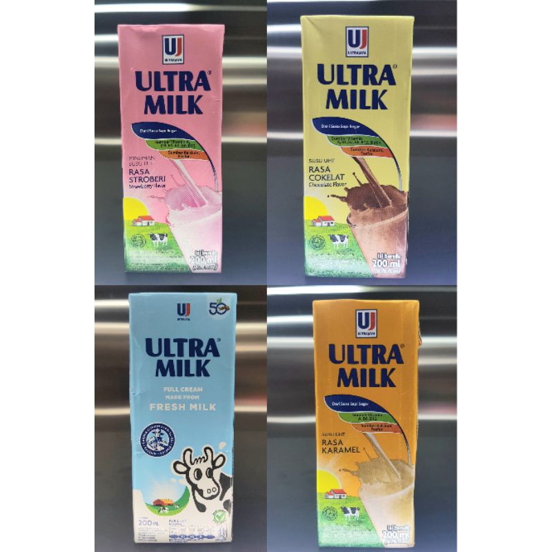 Jual Ultra Milk 250 ml Susu UHT Variant Cokelat/Full Cream/Strawbery ...