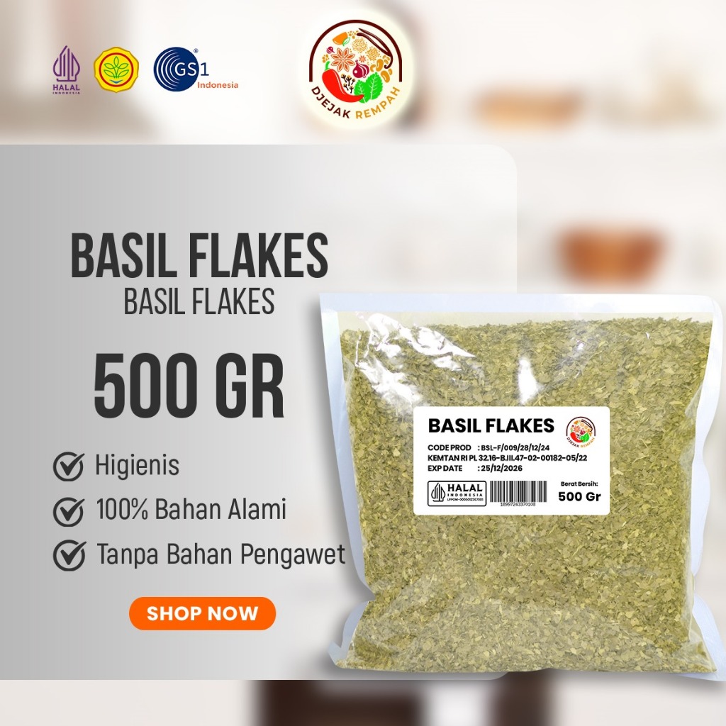Jual Basil Flakes Leaves Premium (Kemasan 100 Gr - 500 Gr) | Shopee ...