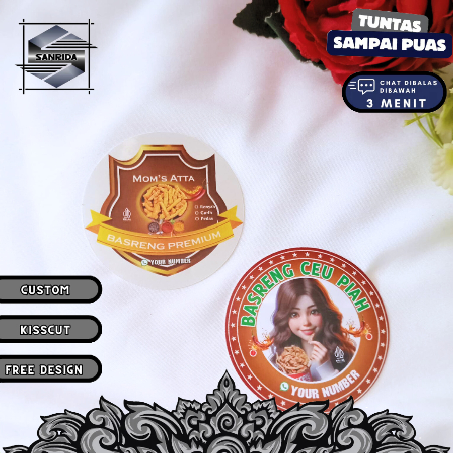 Jual 5-8 Sanrida Sticker Print Label Cemilan Basreng Murah Bandung ...