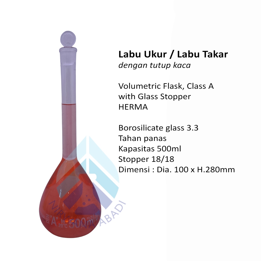 Jual HERMA Labu Ukur 500ml Tutup Kaca | Volumetric Flask | Shopee Indonesia